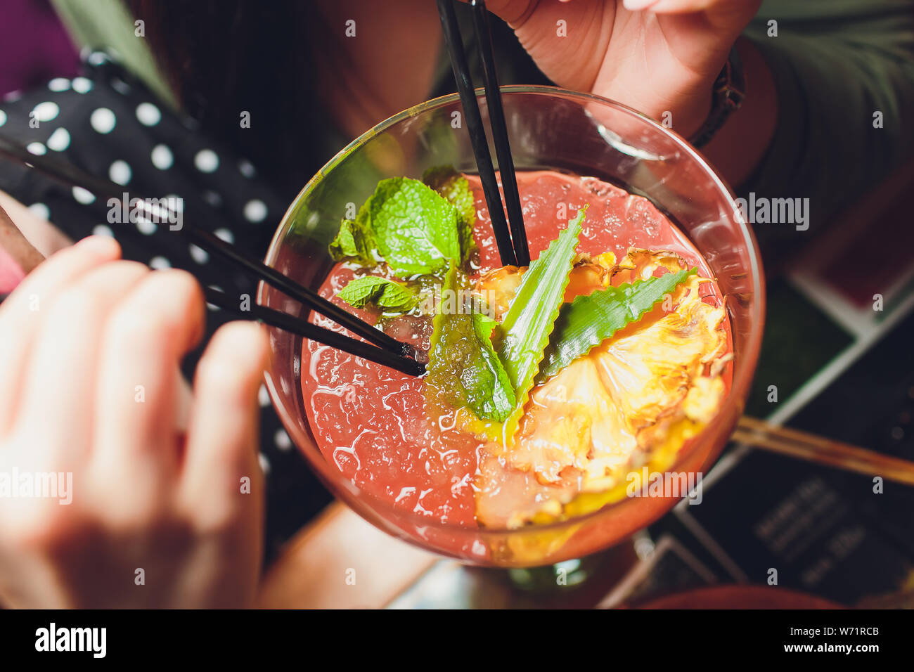 Big cocktail with different fresh berries and fruits Stock Photo - Alamy