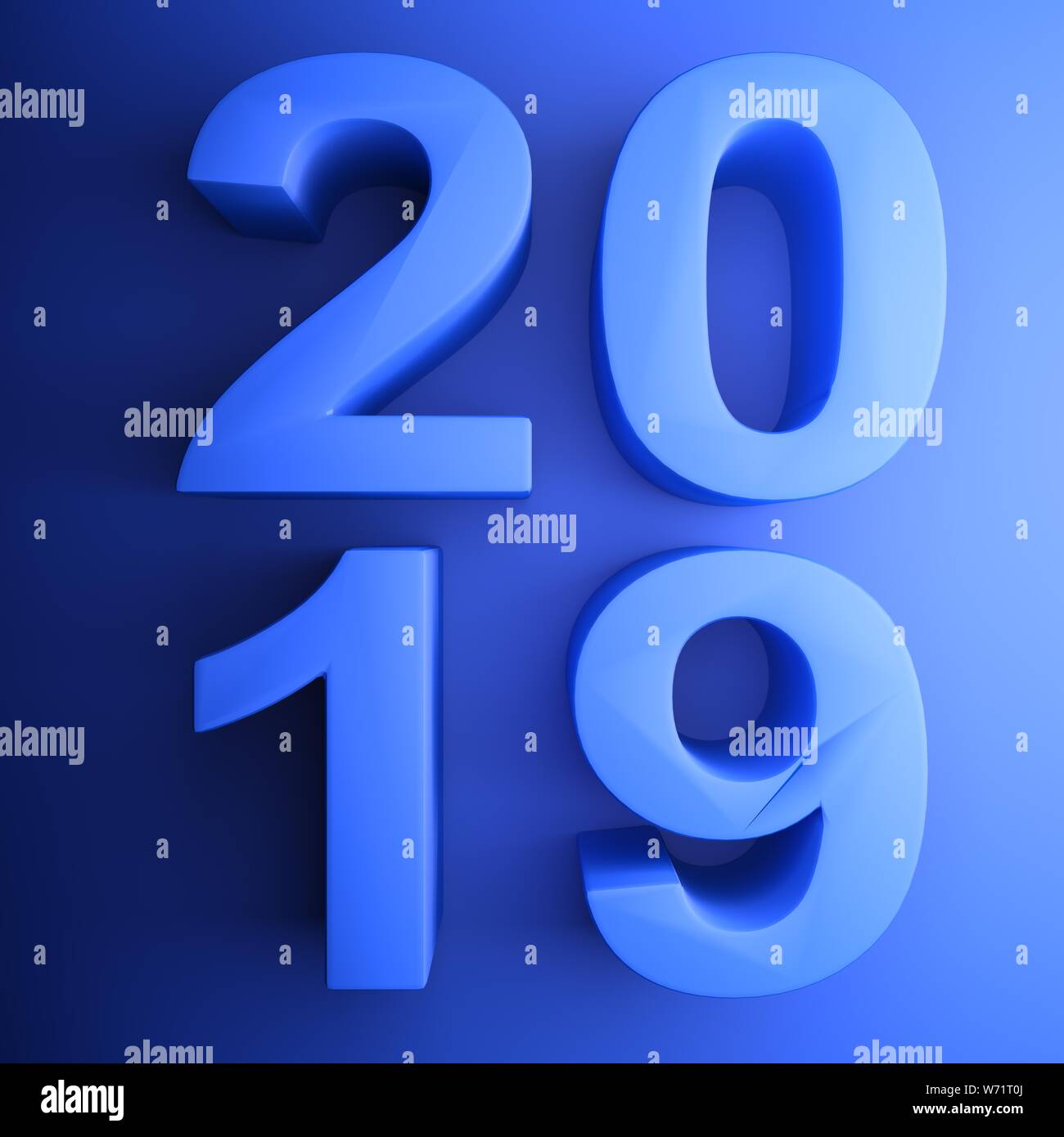2019 blue square icon - 3D rendering illustration Stock Photo - Alamy