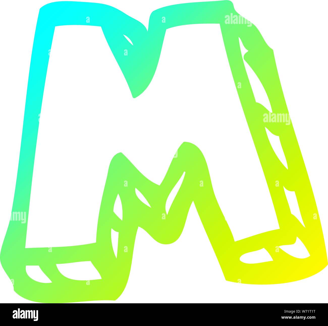 cold gradient line drawing of a cartoon letter m Stock Vector Image ...