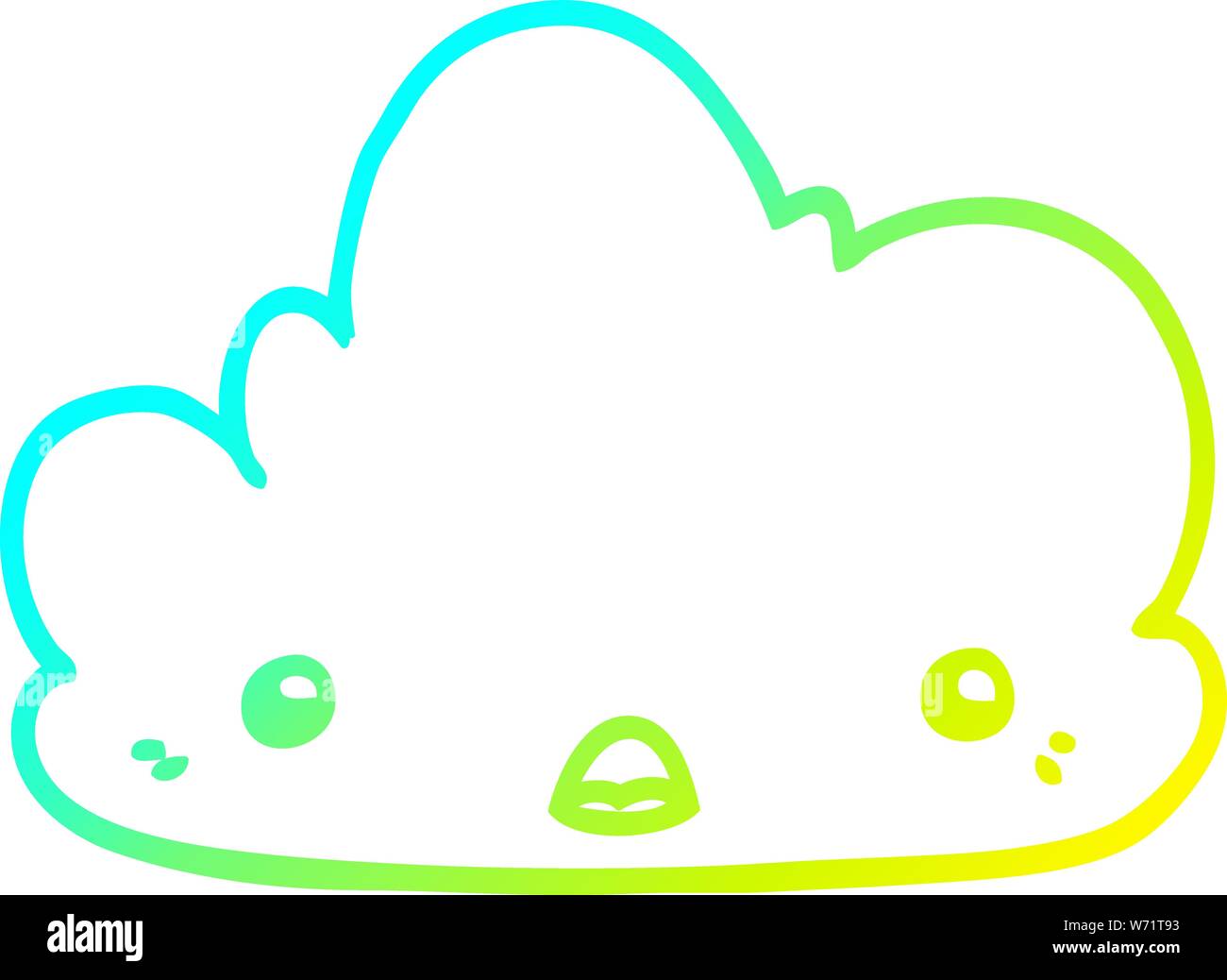 cold gradient line drawing of a cute cartoon cloud Stock Vector Image ...