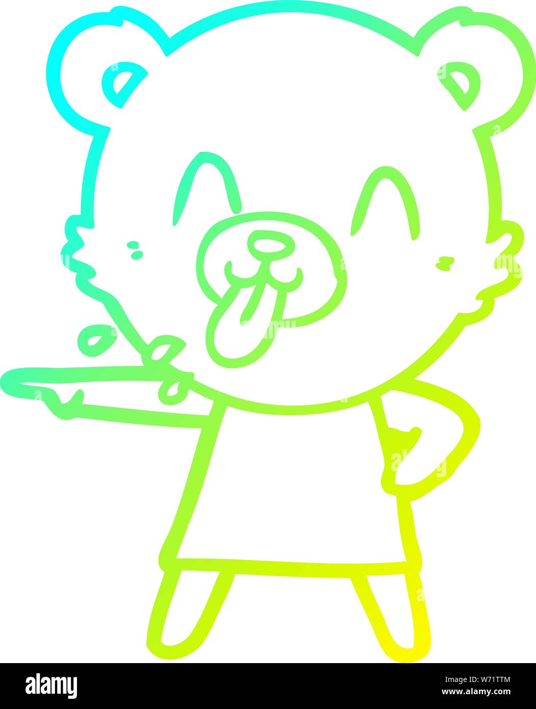 cold gradient line drawing of a rude cartoon bear pointing Stock Vector ...