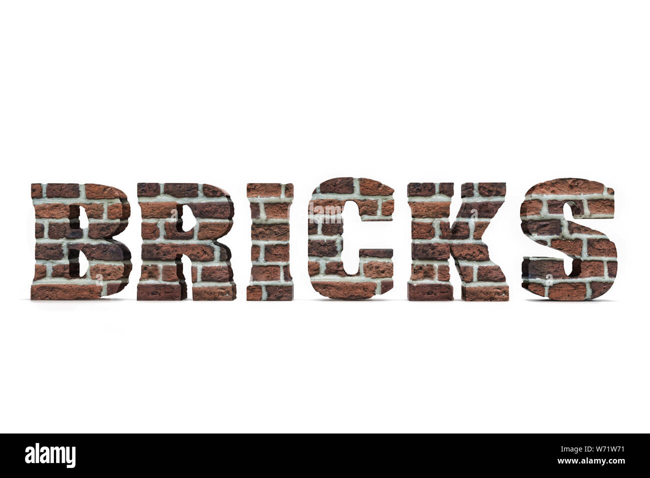 3D render of Bricks text with red brick texture on white Stock Photo ...