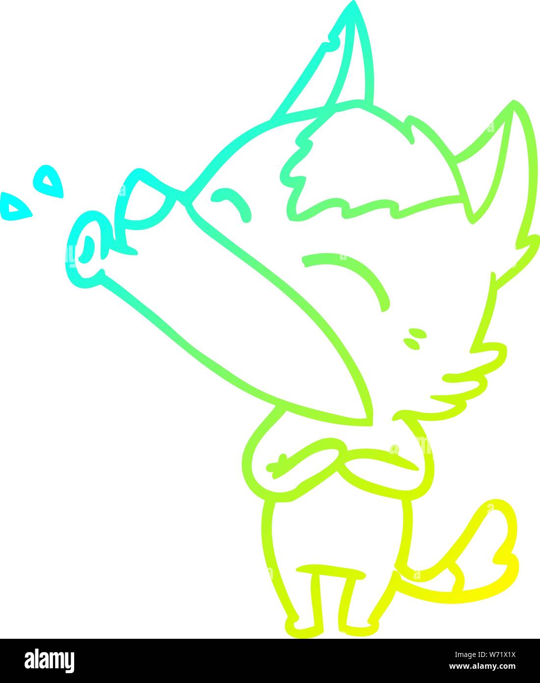 cold gradient line drawing of a howling wolf cartoon Stock Vector Image ...