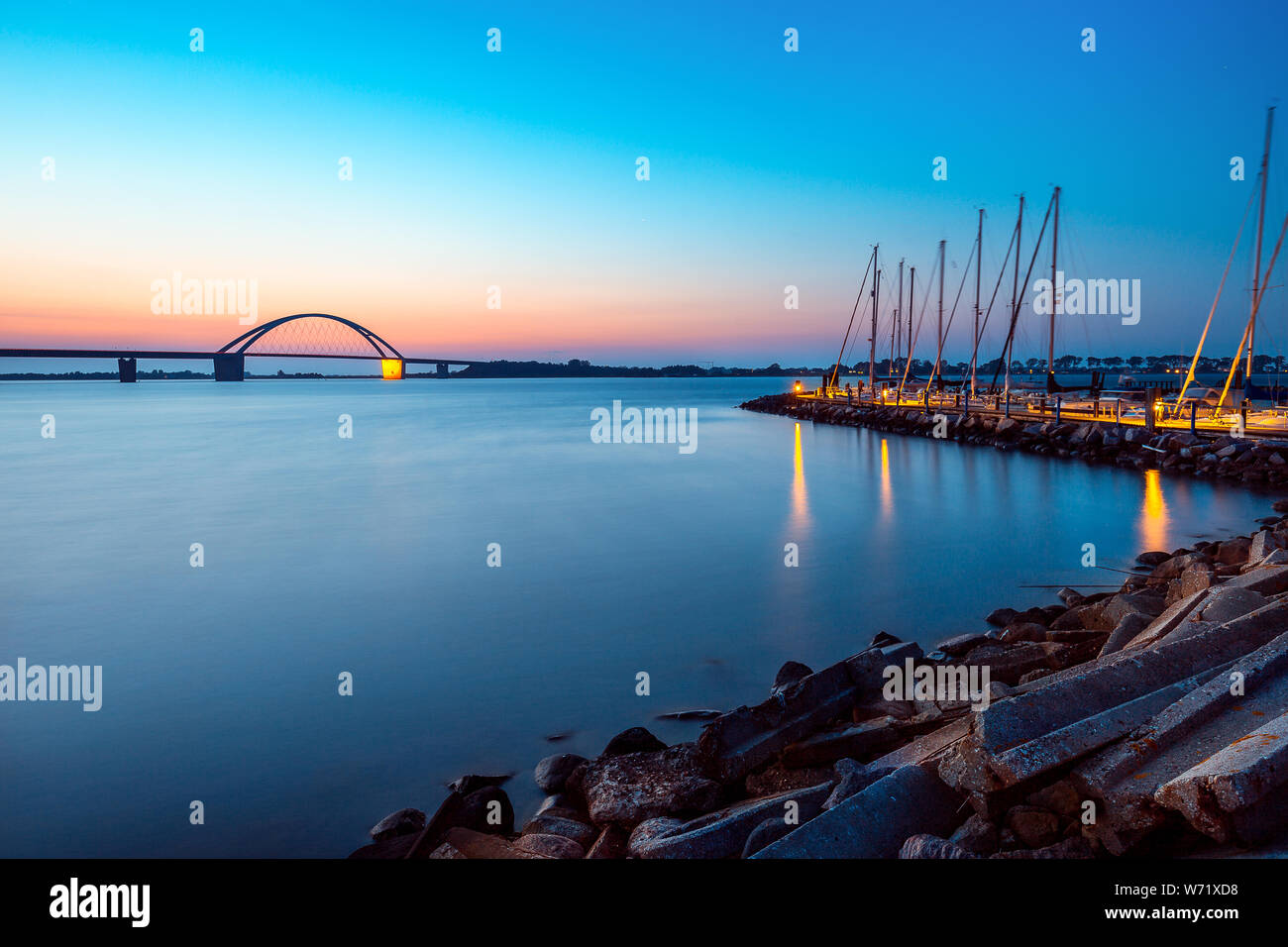 The Fehmarnsund bridge (Fehmarn Sound Bridge) on the german island ...