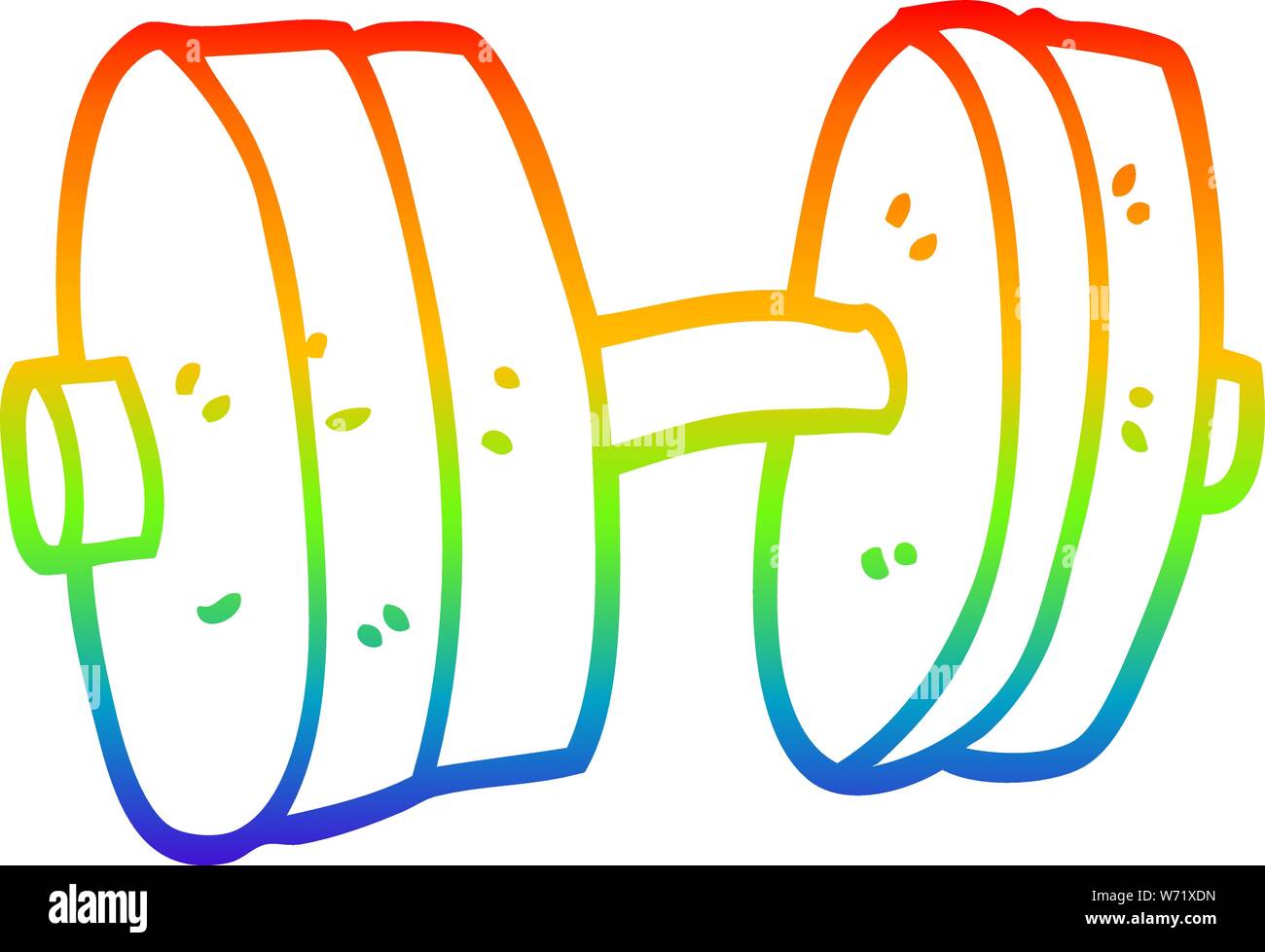 rainbow gradient line drawing of a cartoon weights Stock Vector Image ...