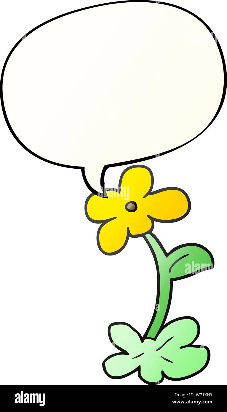 cartoon flower with speech bubble in smooth gradient style Stock Vector ...
