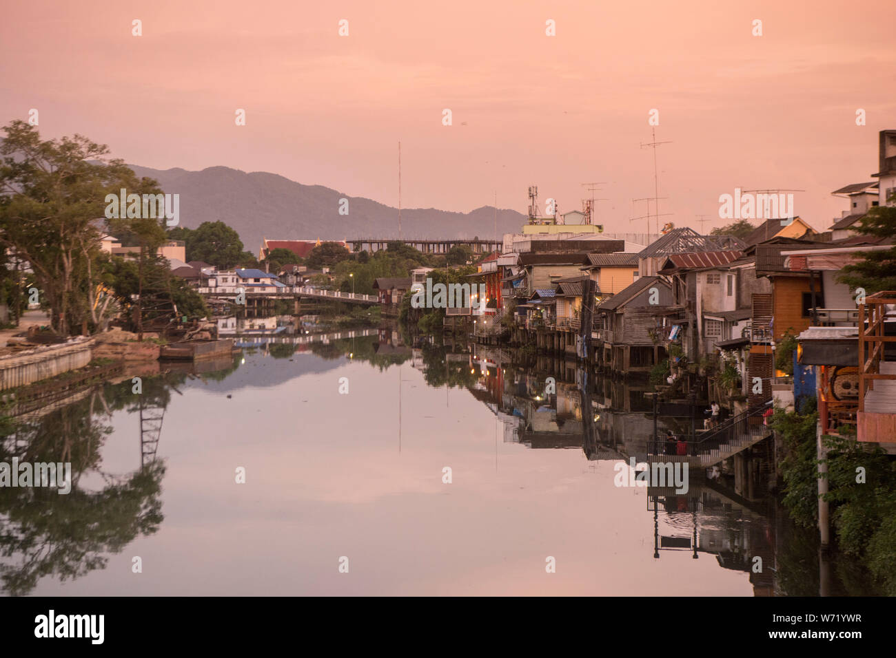 The waterfront at of Chanthaboon on the Mae Nam Chanthaburi River in ...