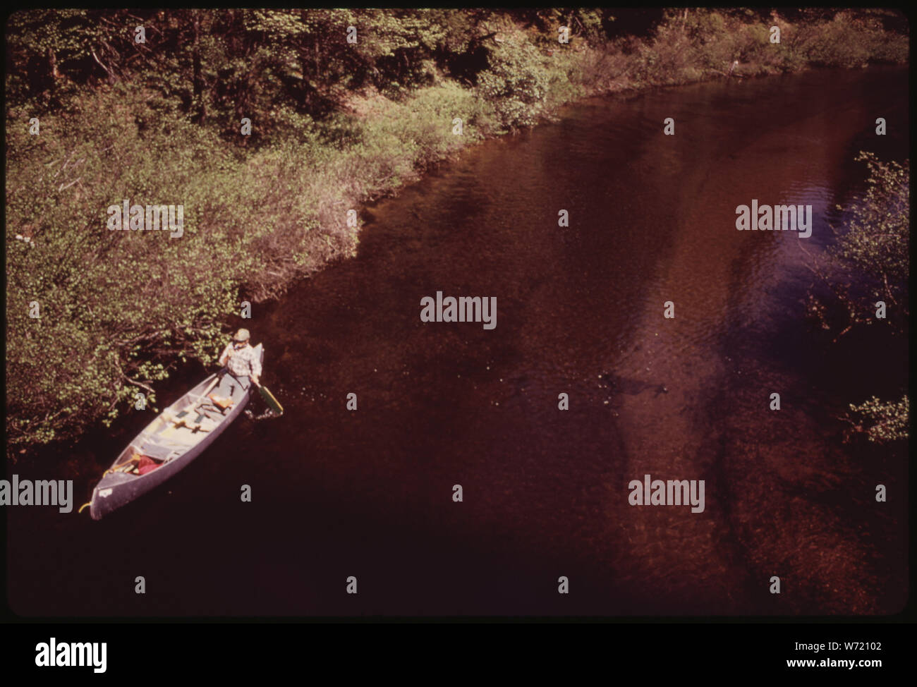CANOE ON NORTH BRANCH OF MOOSE RIVER BELOW RONDAXE LAKE IN THE ...