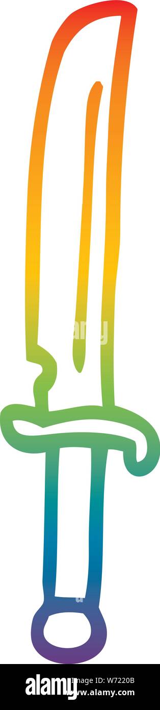 rainbow gradient line drawing of a cartoon bronze dagger Stock Vector ...