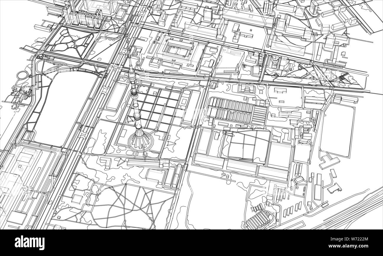 Outline city concept. Wire-frame style Stock Vector Image & Art - Alamy