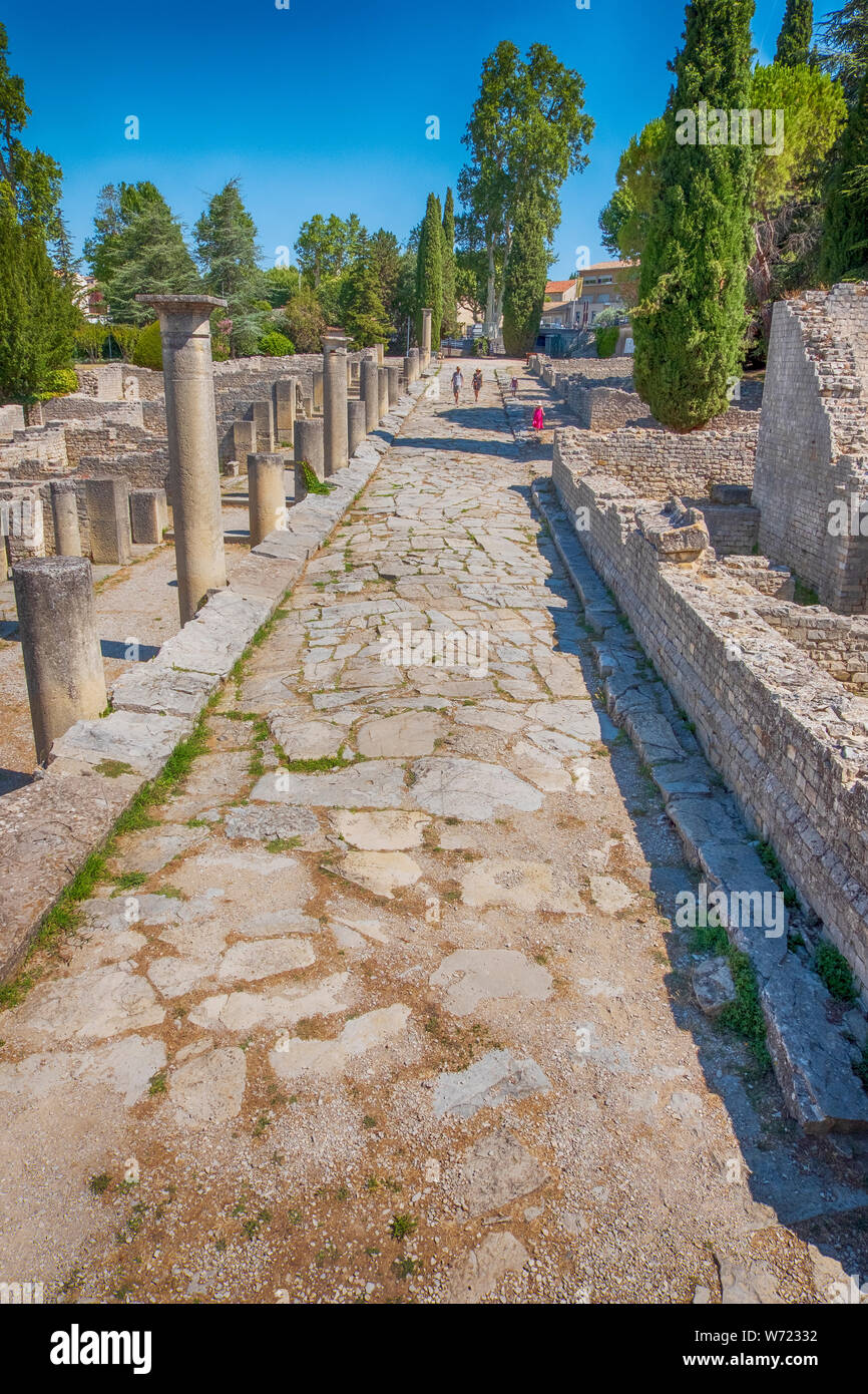 Roman ruins on the Puymin site at Vaison la Romaine in Provence-Alpes ...