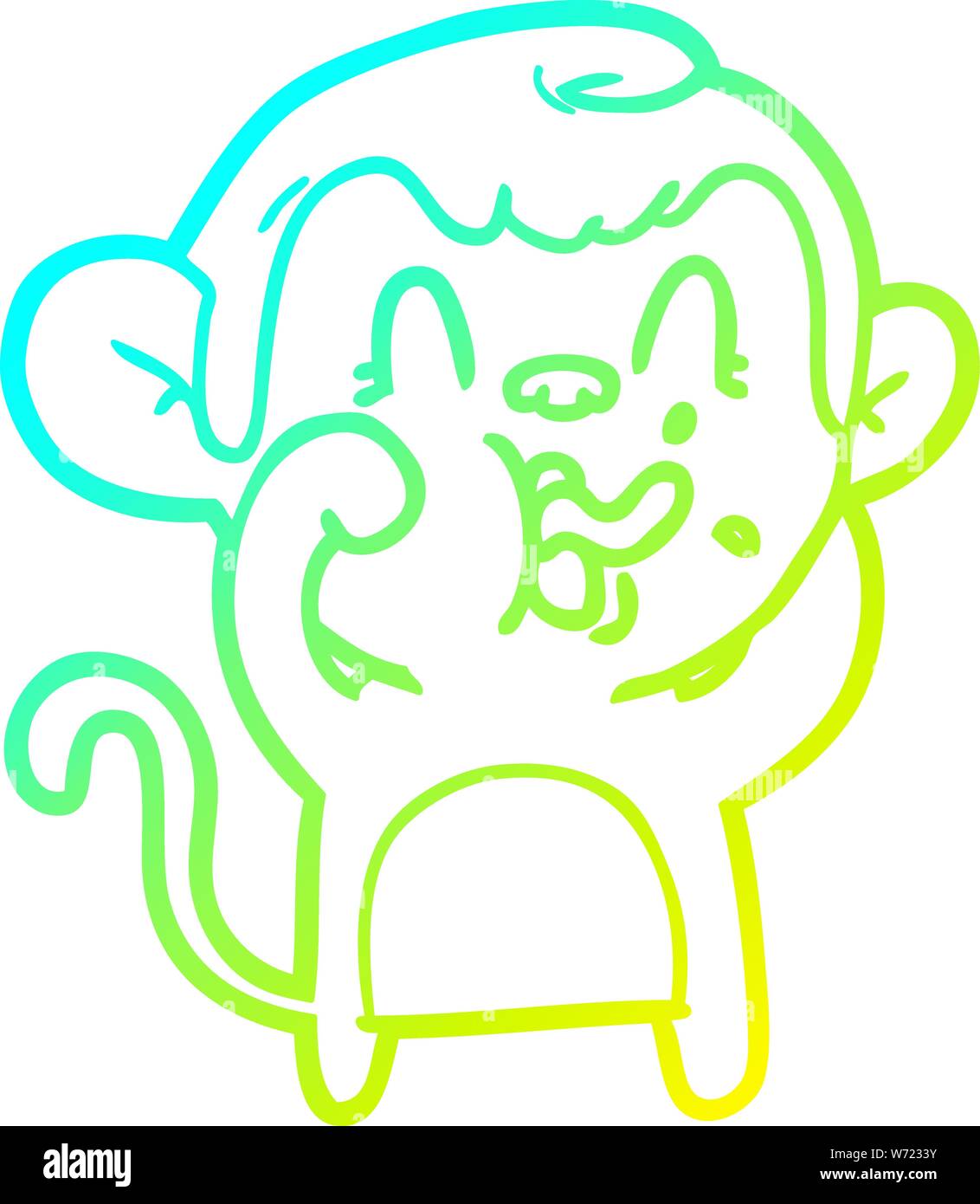 cold gradient line drawing of a crazy cartoon monkey Stock Vector Image ...