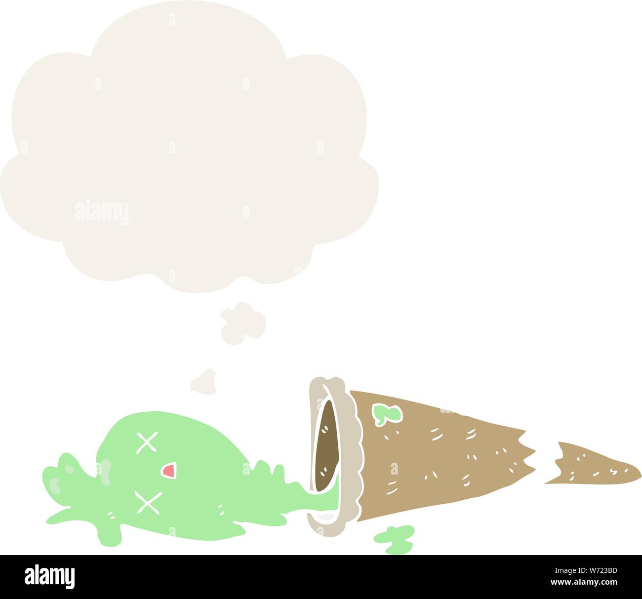 dropped cartoon ice cream with thought bubble in retro style Stock ...