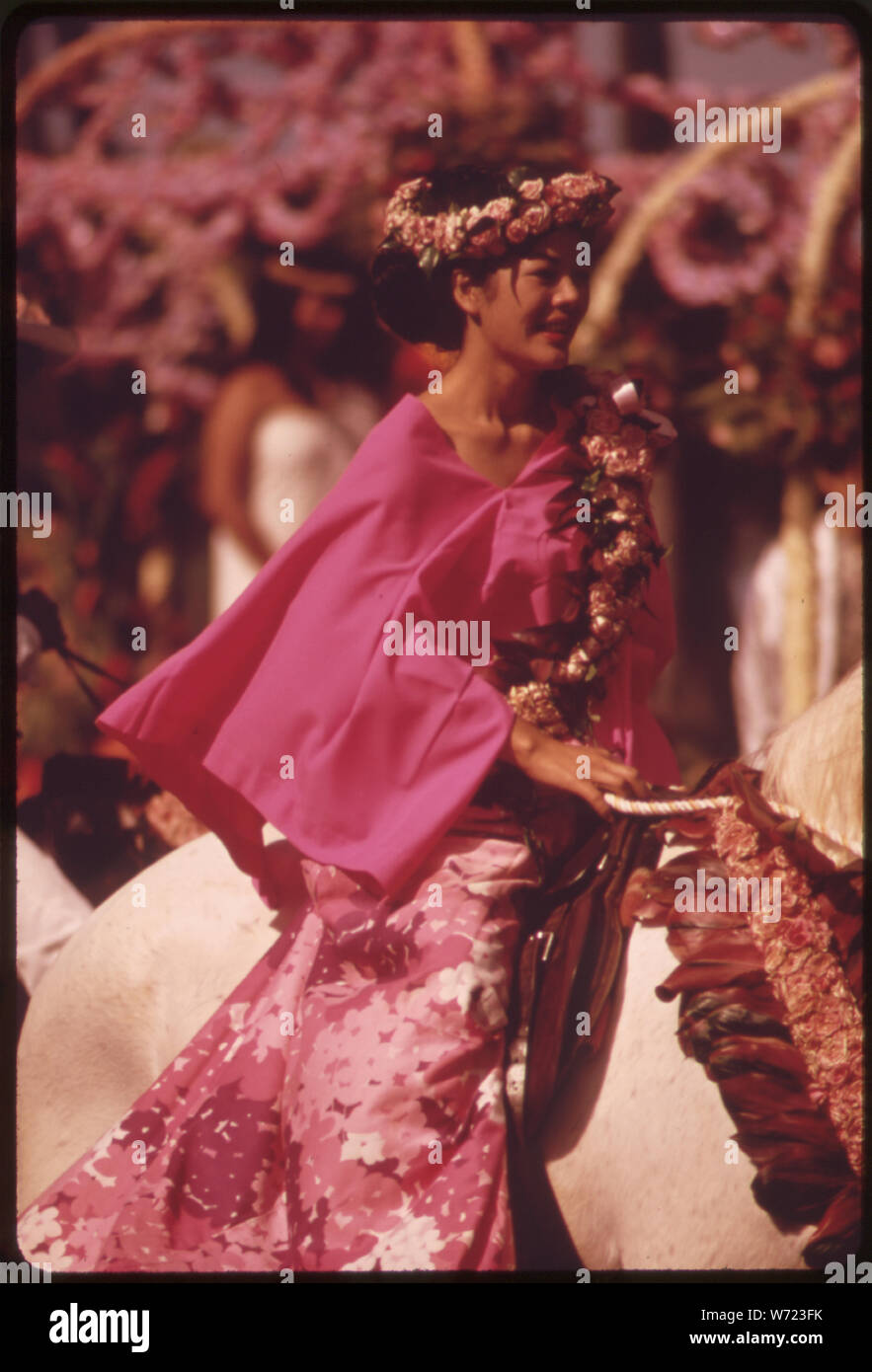 COSTUMED FOR ALOHA DAY PARADE, ONE OF MANY FESTIVITIES DURING ANNUAL ...