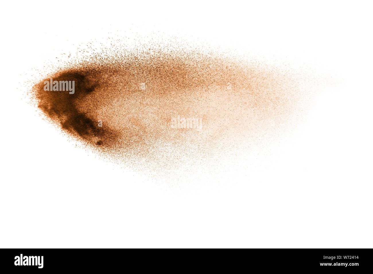 Abstract brown color sand splash on white background. Brown dust ...