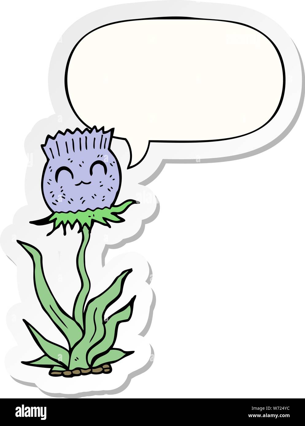 cartoon thistle with speech bubble sticker Stock Vector Image & Art - Alamy