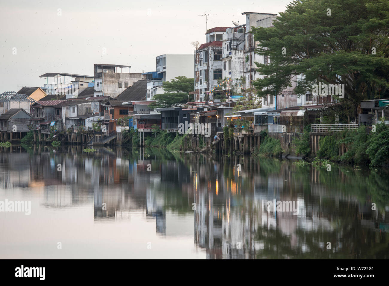 The waterfront at of Chanthaboon on the Mae Nam Chanthaburi River in ...