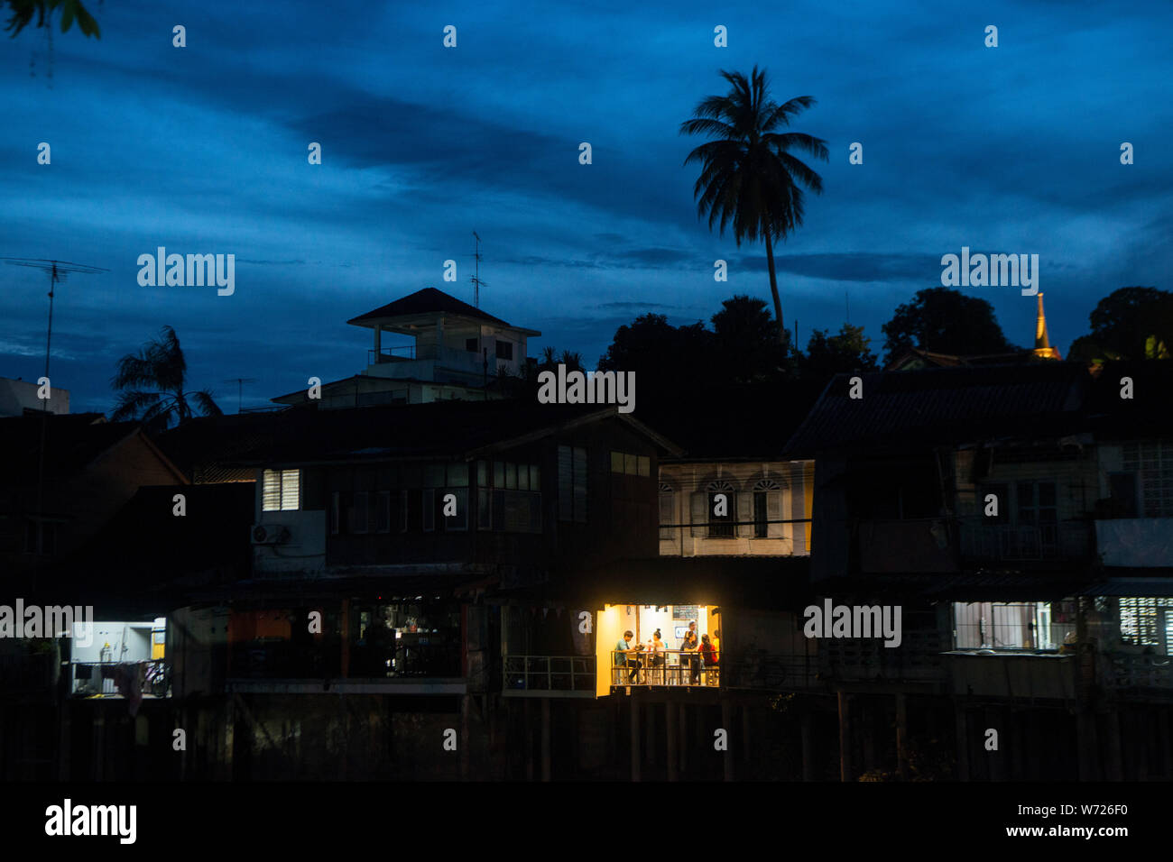 The waterfront at of Chanthaboon on the Mae Nam Chanthaburi River in ...