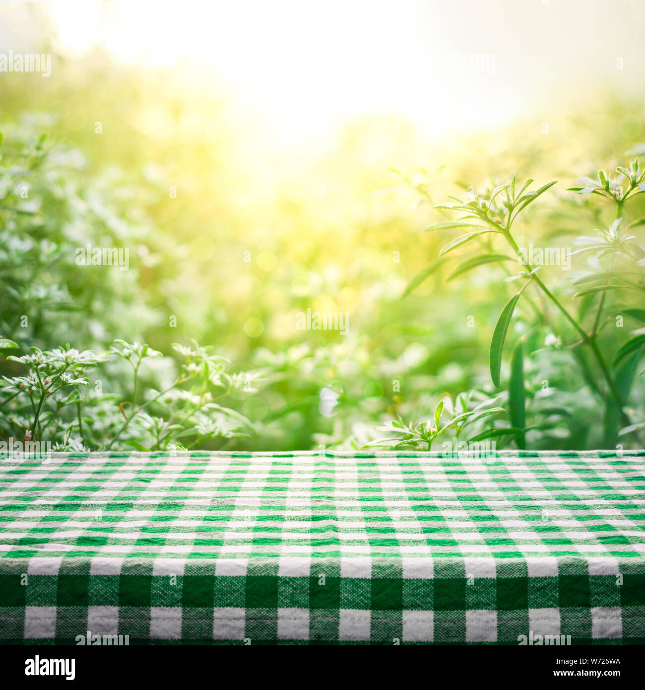 Green Tablecloth Background White Rustic Kitchen Table Background With