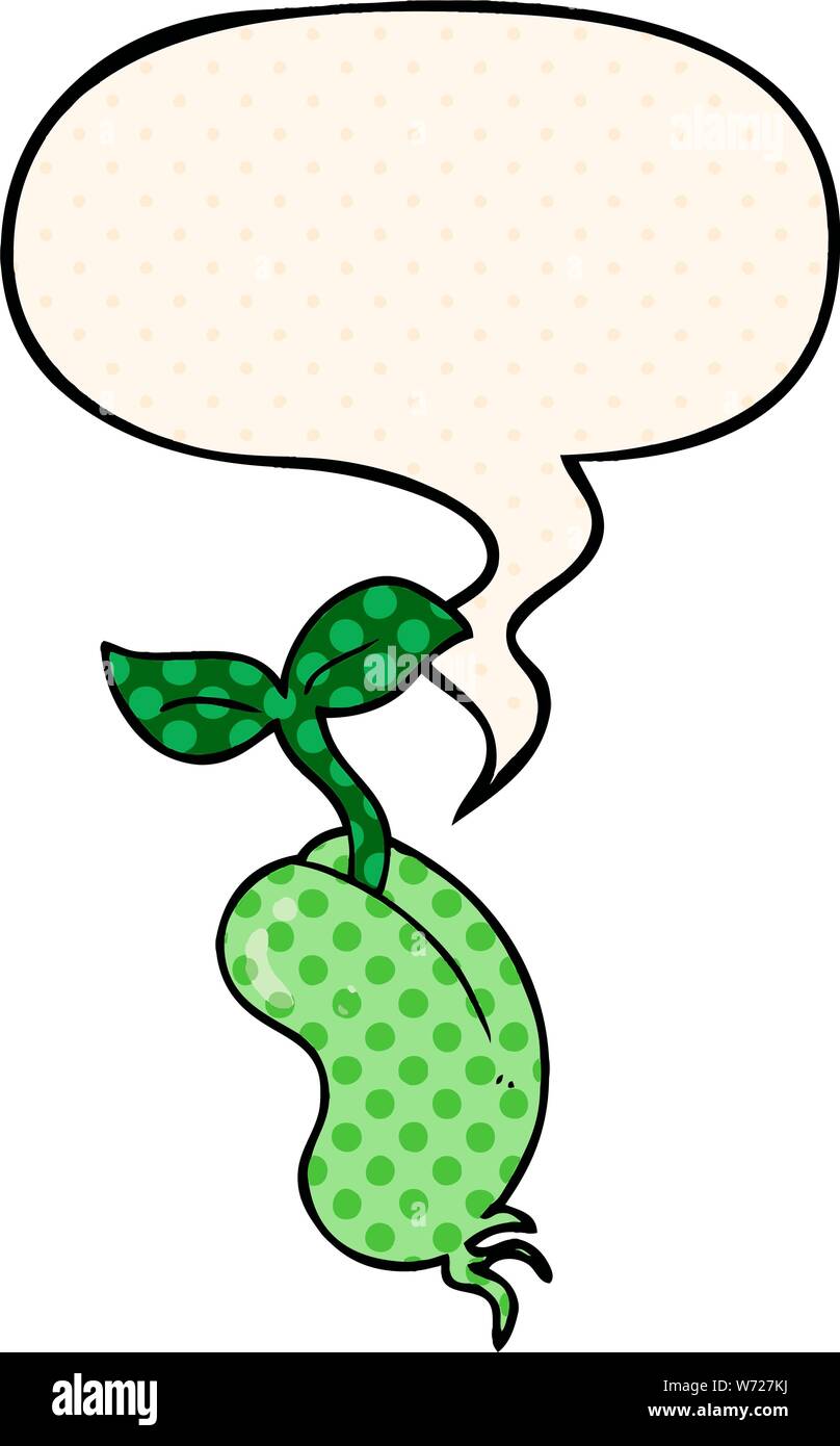 cartoon sprouting seed with speech bubble in comic book style Stock ...