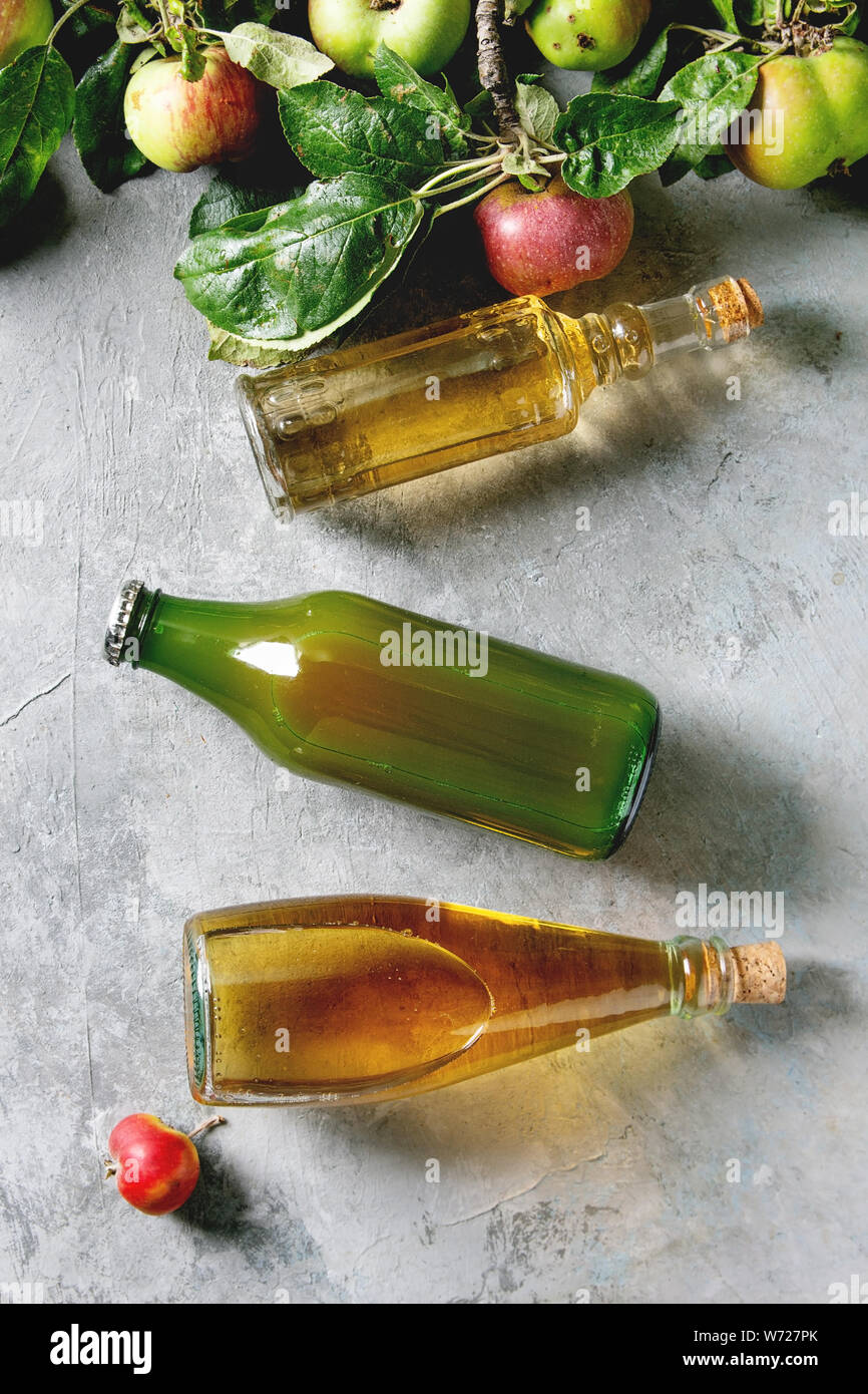 Variety of apple drinks Stock Photo - Alamy