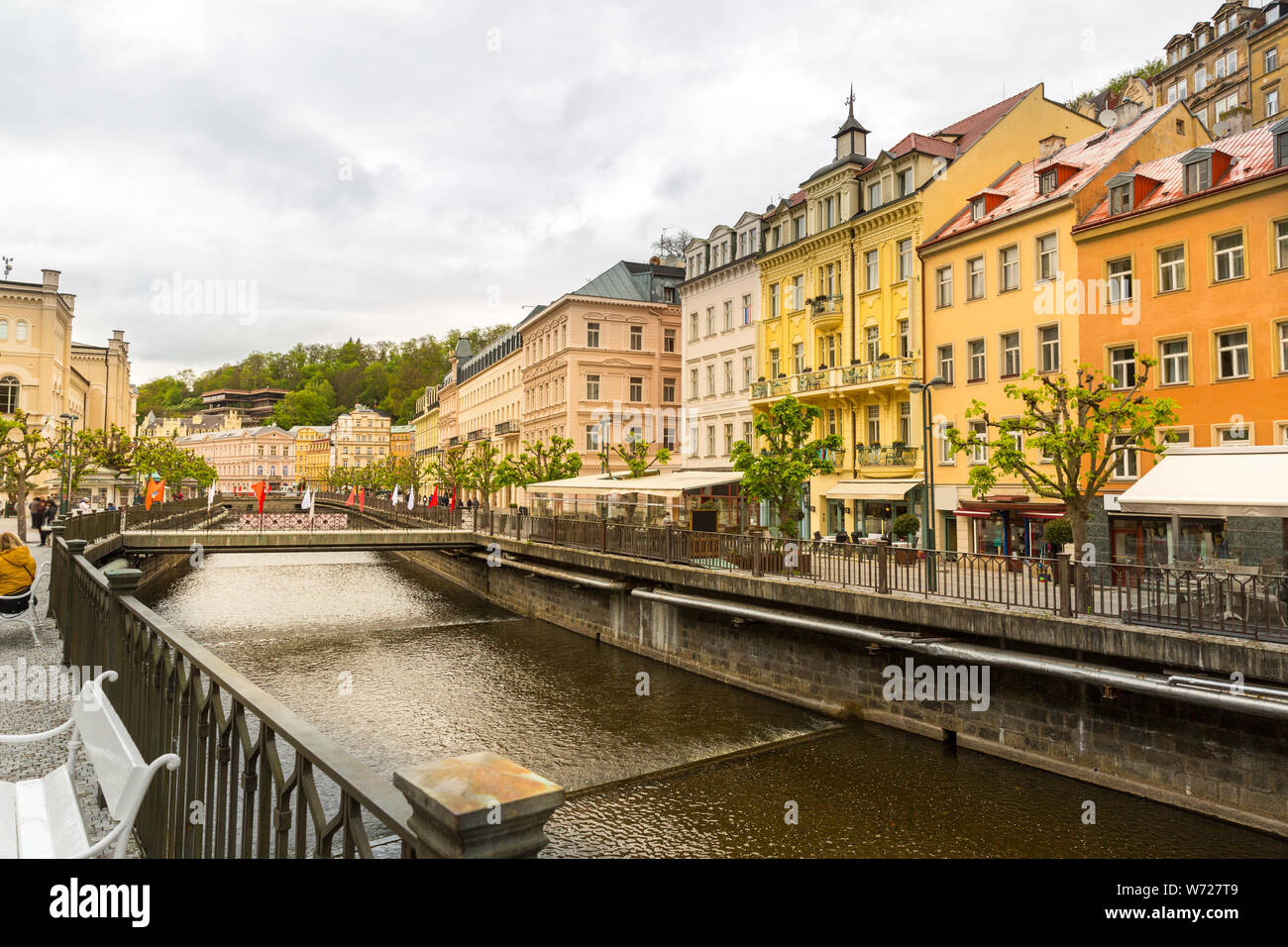Decorative palm trees and building facades, Europe Stock Photo - Alamy