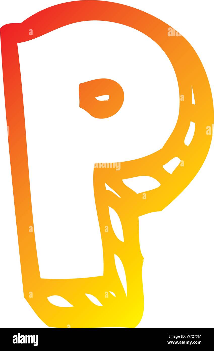 warm gradient line drawing of a cartoon letter p Stock Vector Image ...