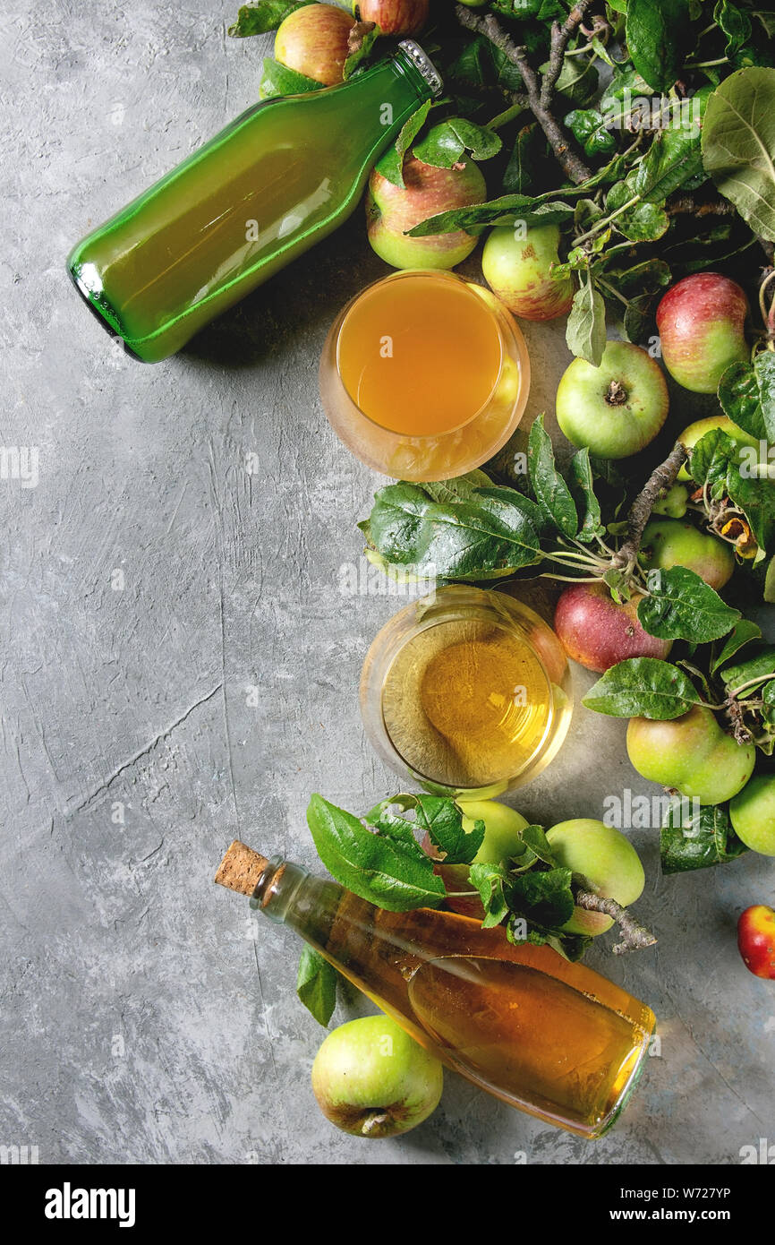 Variety of apple drinks Stock Photo - Alamy
