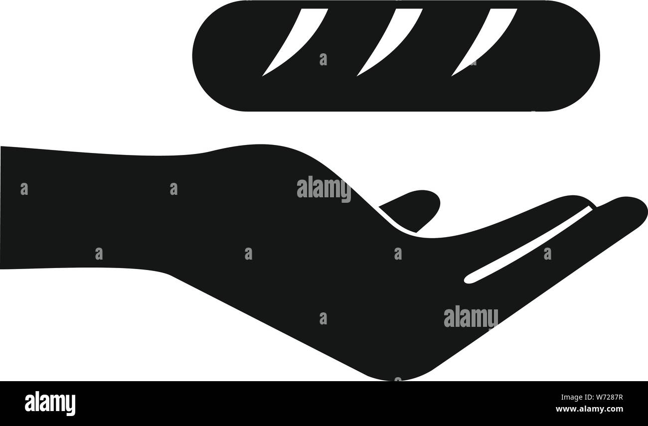 Hand take donate bread icon. Simple illustration of hand take donate ...
