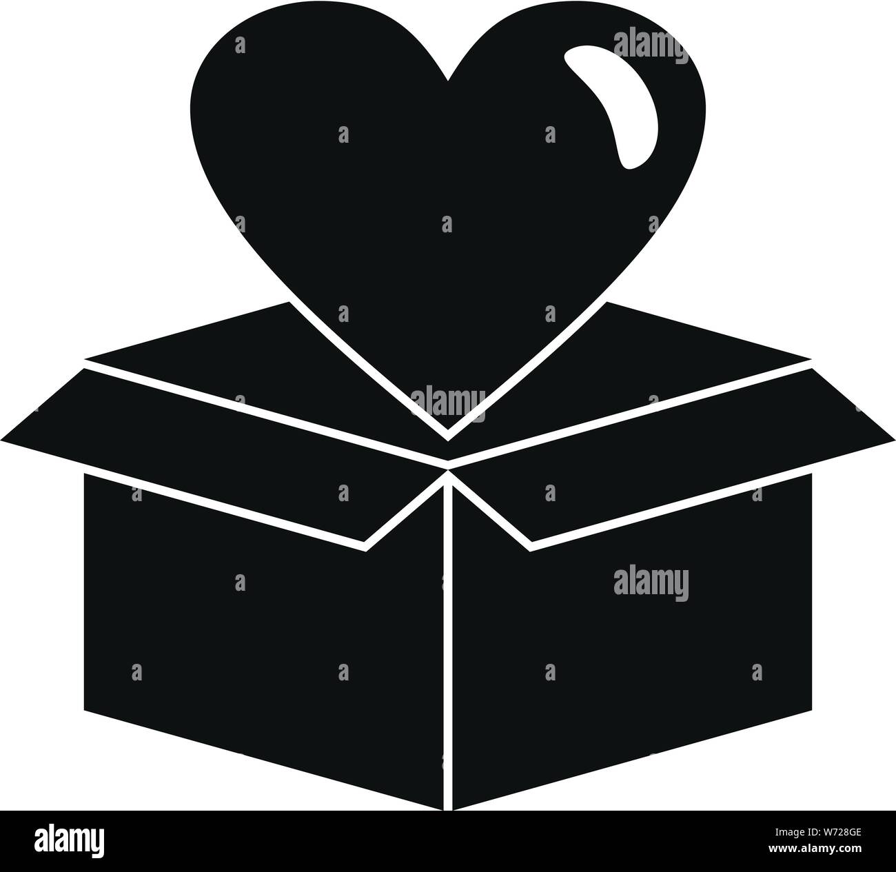 Heart in box icon. Simple illustration of heart in box vector icon for ...