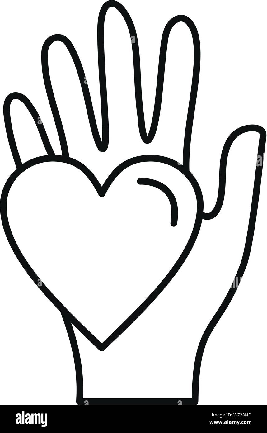 Hand keep heart icon. Outline hand keep heart vector icon for web ...