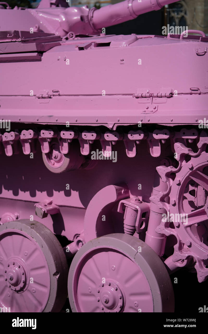 Pink tank art installation by David Cerny, Stortorget square, Orebro ...