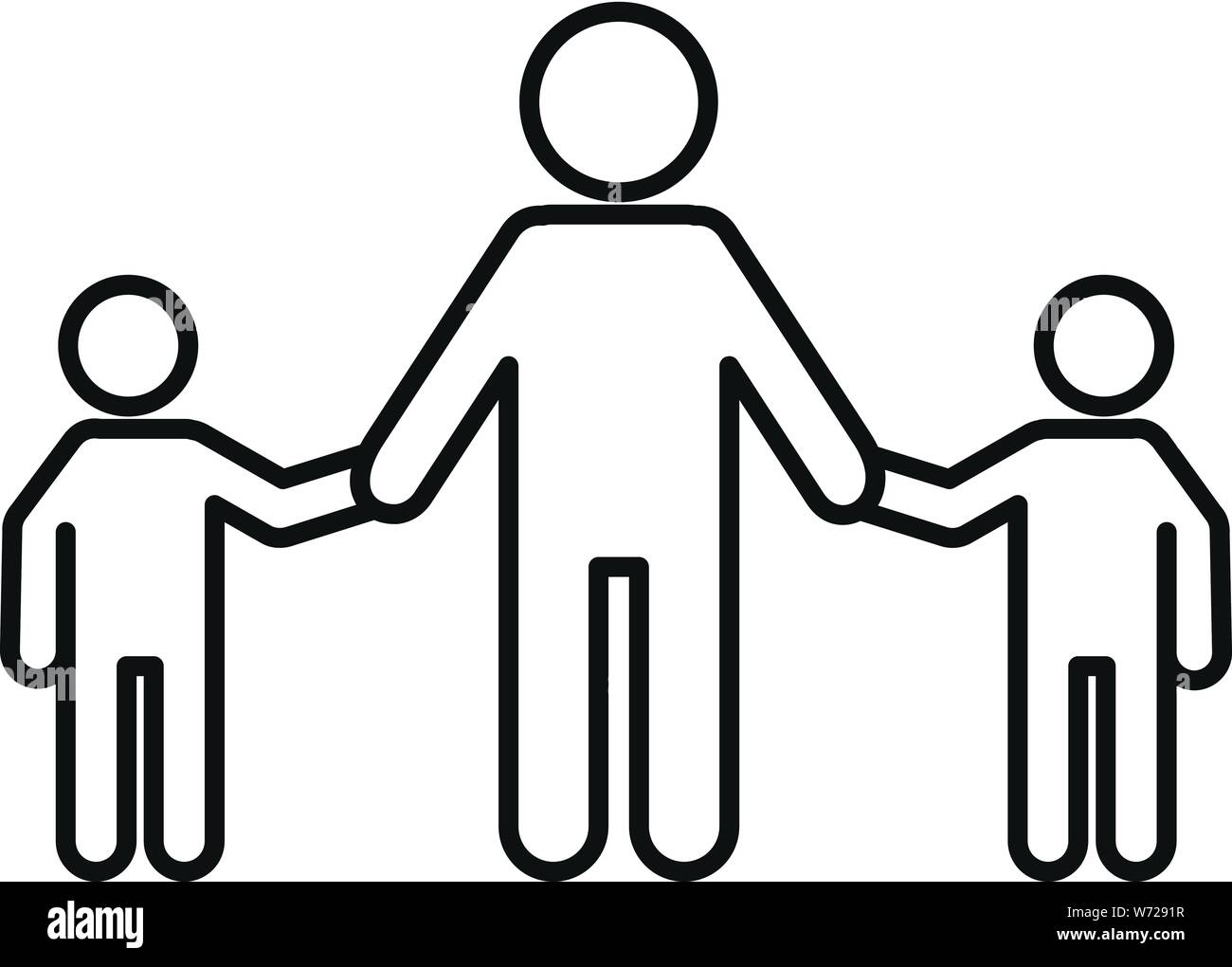 School children help senior man icon. Outline school children help ...