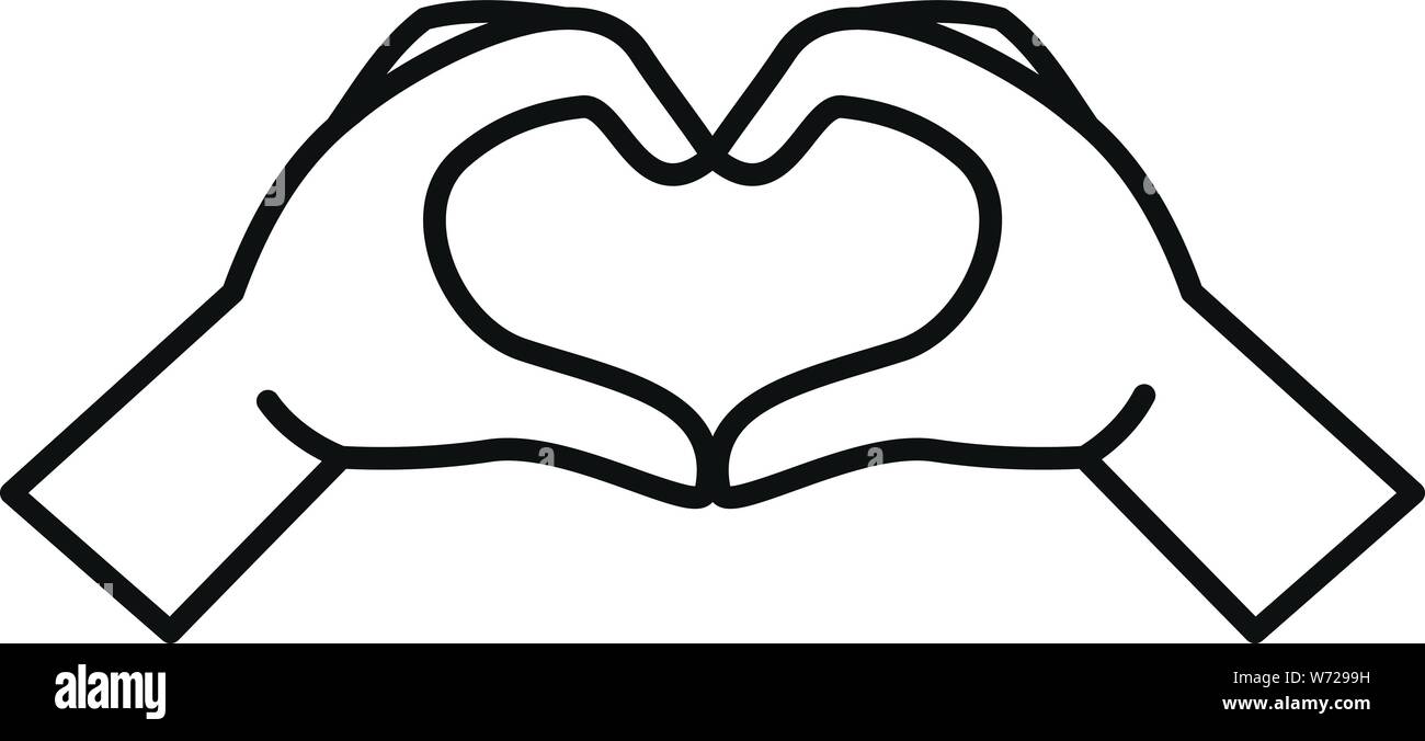 Hands heart sign icon. Outline hands heart sign vector icon for web ...