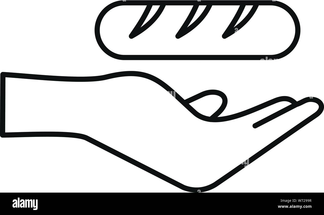 Hand take donate bread icon. Outline hand take donate bread vector icon ...