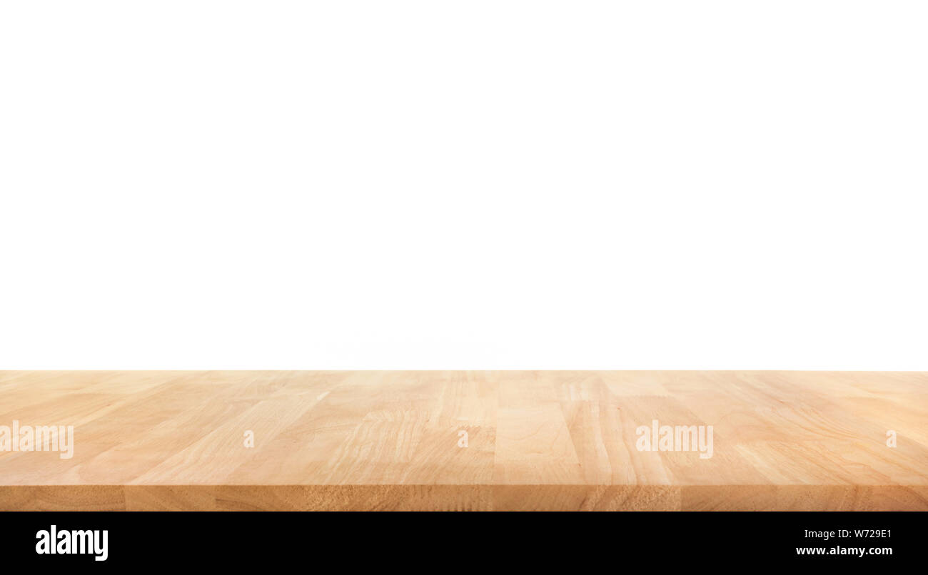Real wood table top texture on white background.For create product ...