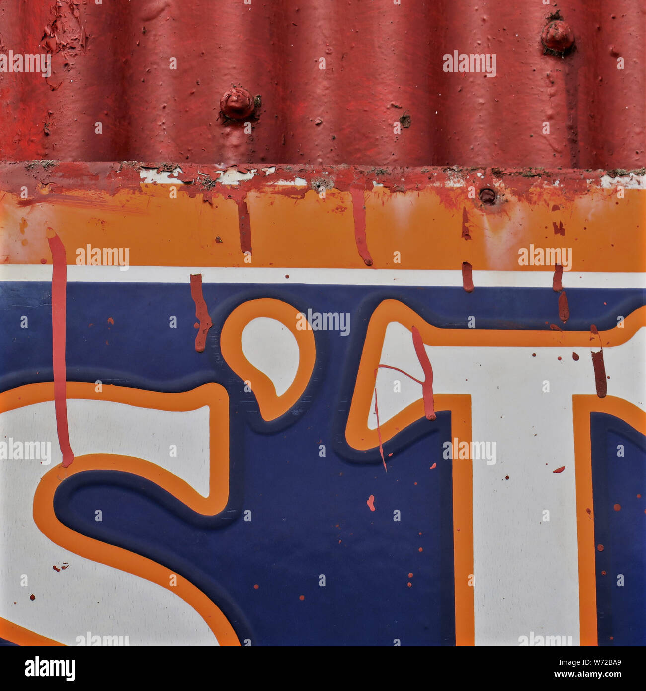 Part of an enameled metal advertising board or signs from a bygone era ...