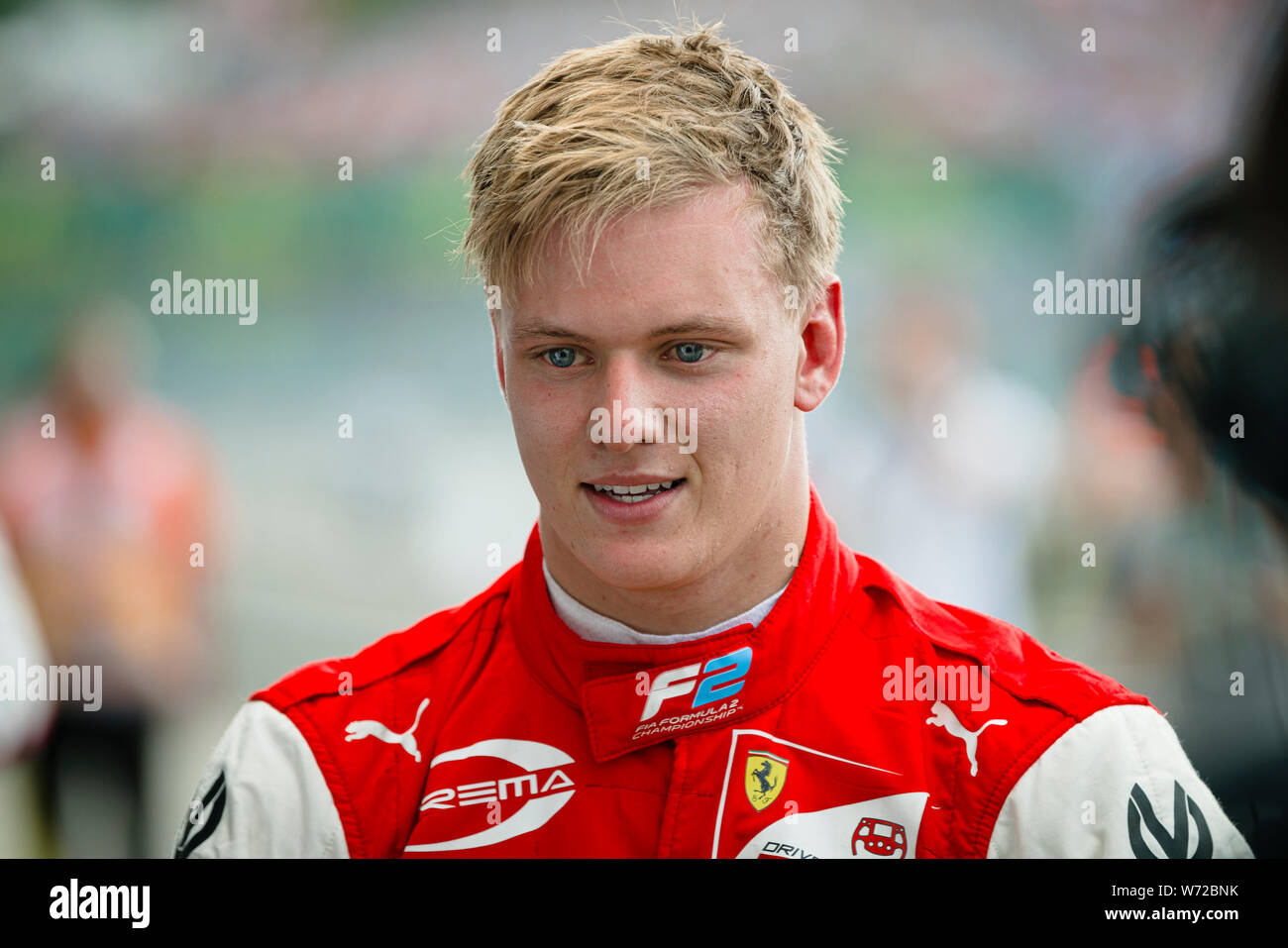 Prema Racing’s German racing driver Mick Schumacher looks on in the ...