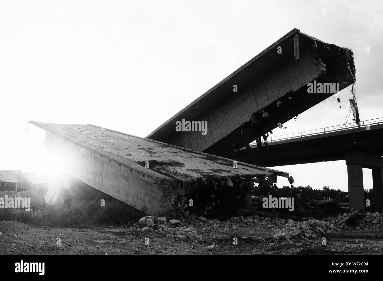 Demolished Highway bridge, Heilbronn, Germany Stock Photo - Alamy