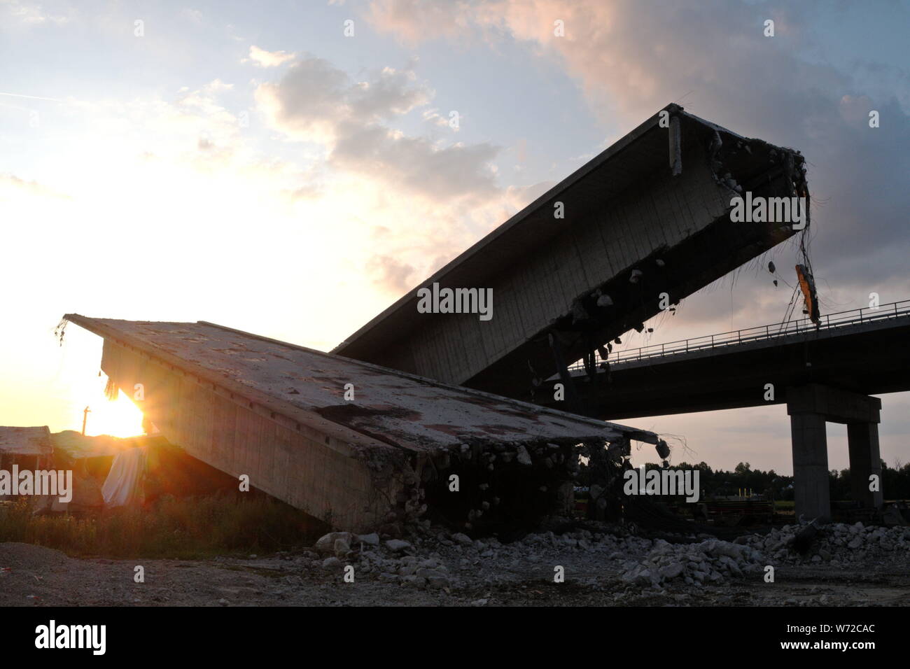 Demolished Highway bridge, Heilbronn, Germany Stock Photo - Alamy