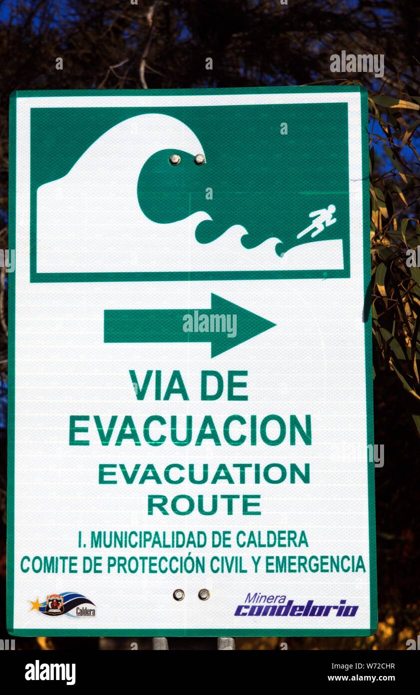 PACIFIC COAST, CHILE - DECEMBER 26. 2011: Close up of sign for ...