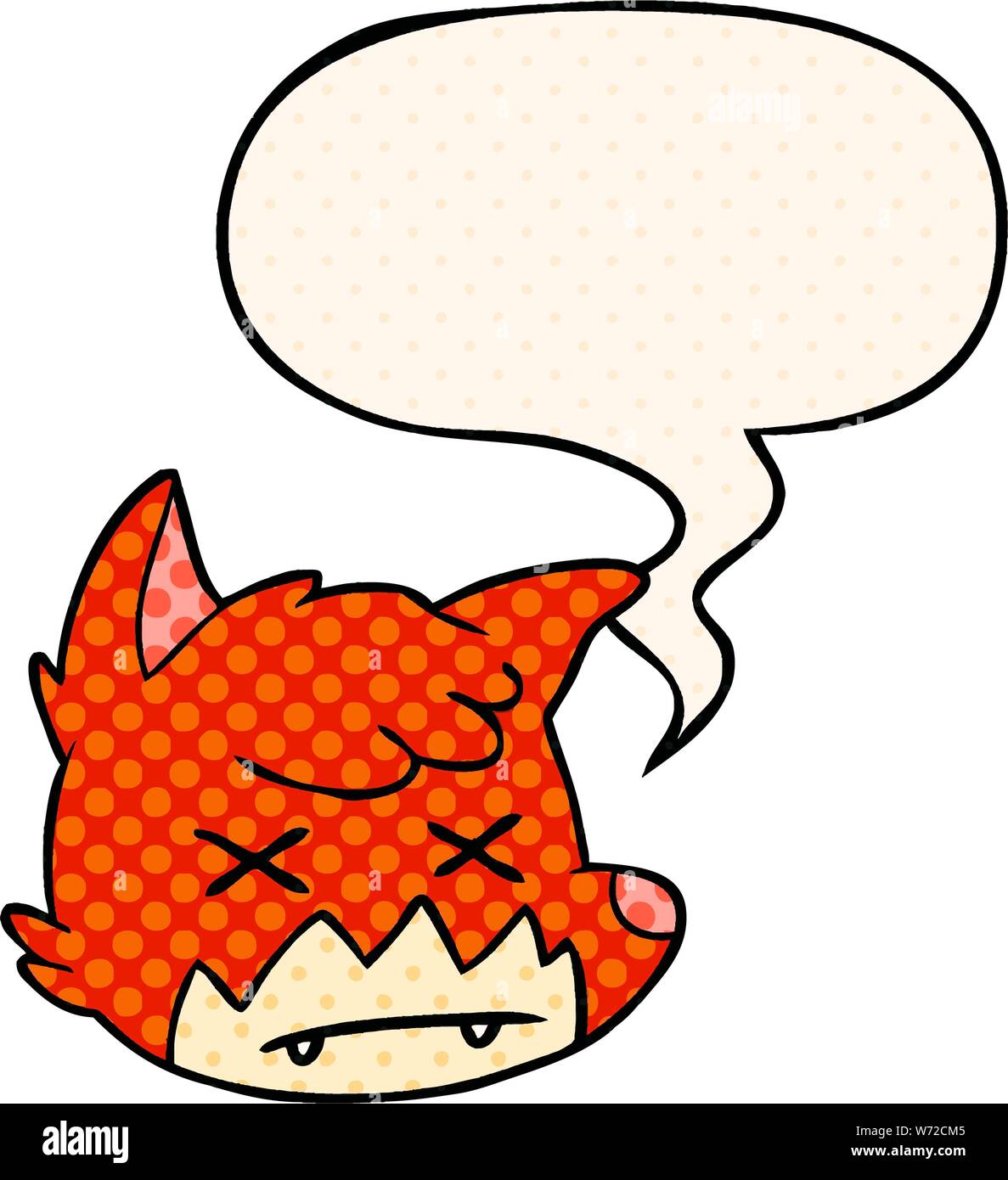 cartoon dead fox face with speech bubble in comic book style Stock ...
