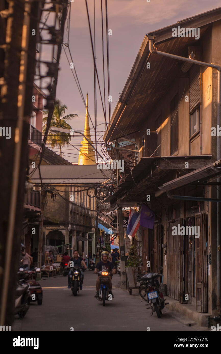 the old town at the waterfront of Chanthaboon on the Mae Nam ...