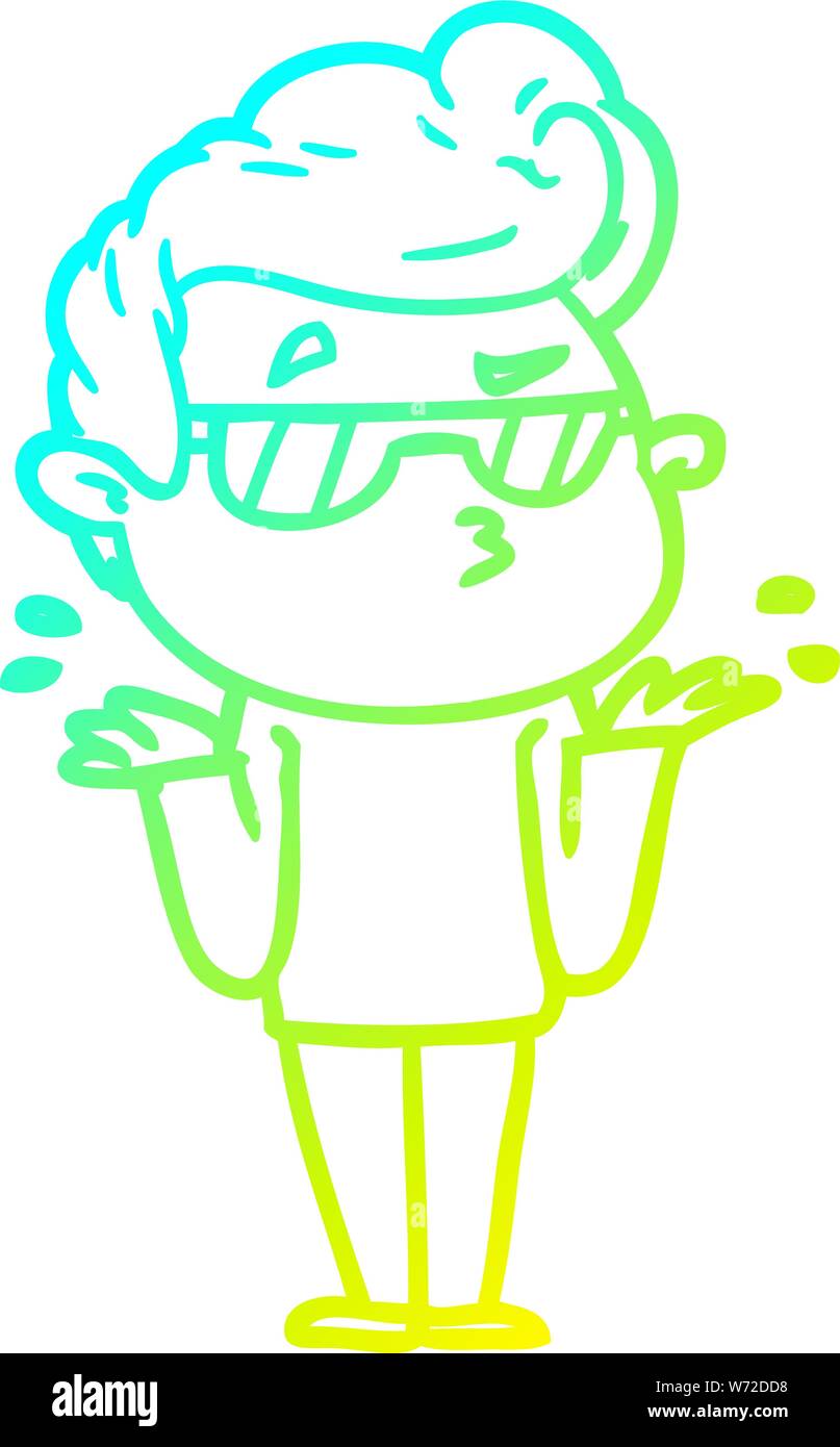 cold gradient line drawing of a cartoon cool guy Stock Vector Image ...