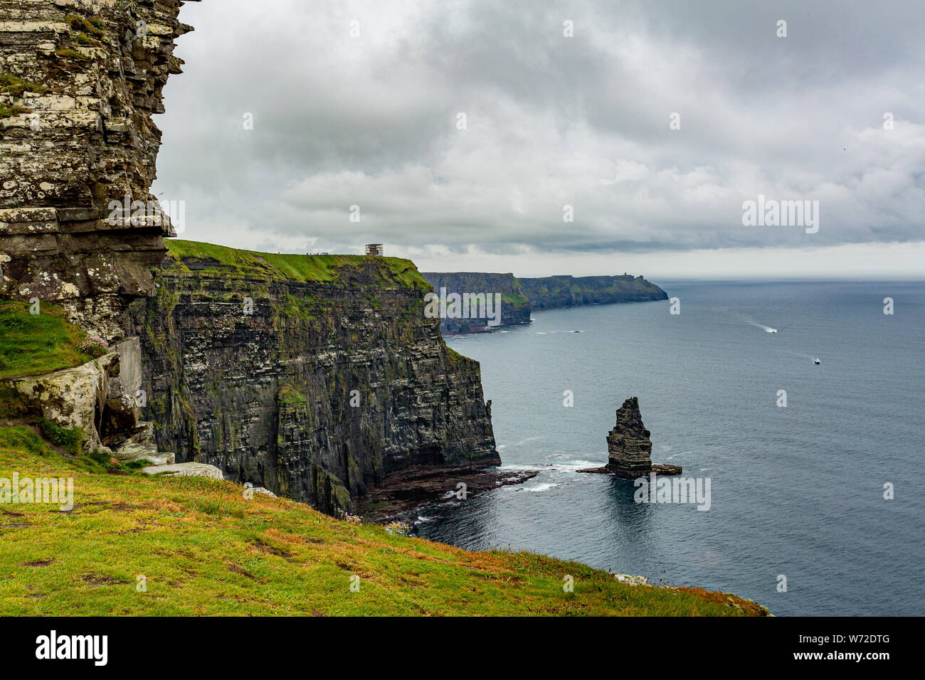 Irish countryside landscape of the Branaunmore sea stack in the Cliffs ...