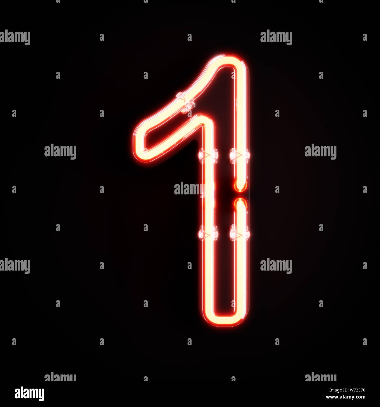 Neon light digit alphabet character 1 one font. Neon tube letter glow ...