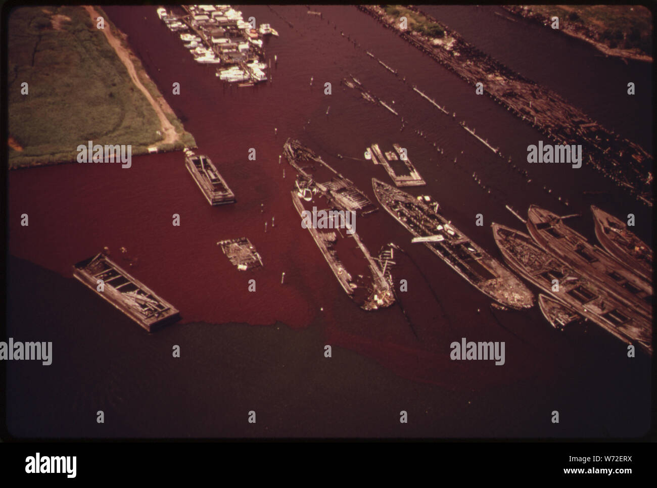 Industrial contamination of the arthur kill river at bayonne hi-res ...