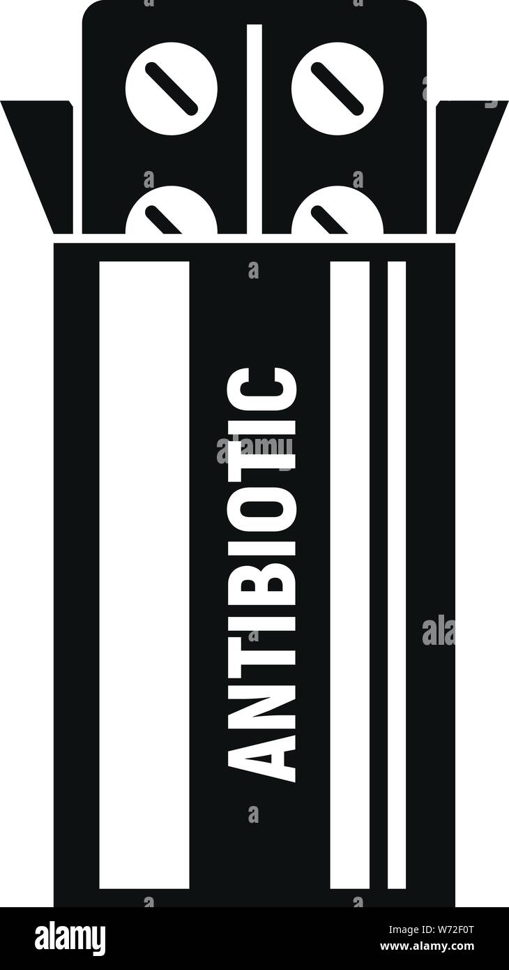 Antibiotic package box icon. Simple illustration of antibiotic package ...