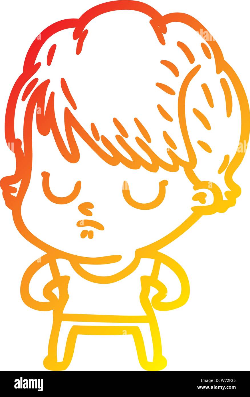 warm gradient line drawing of a cartoon woman Stock Vector Image & Art ...