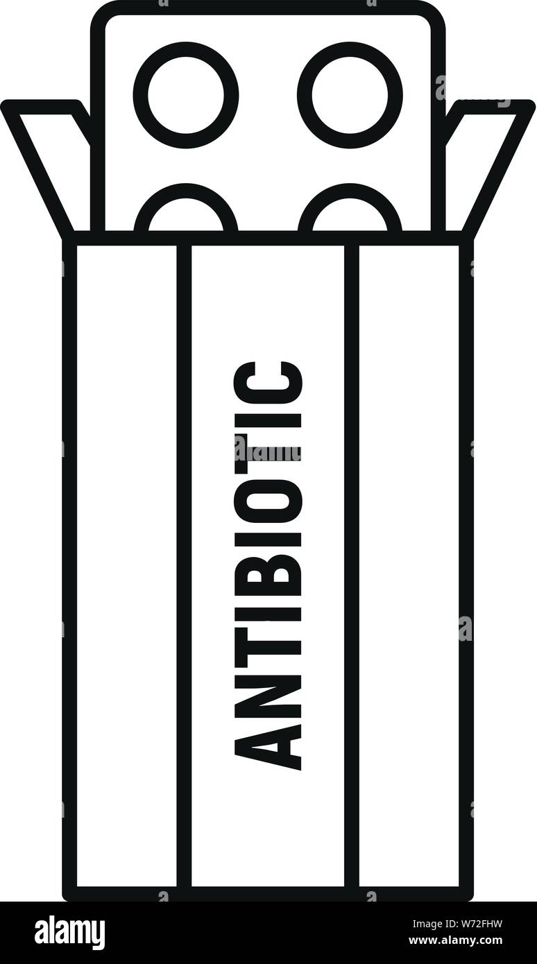 Antibiotic package box icon. Outline antibiotic package box vector icon ...